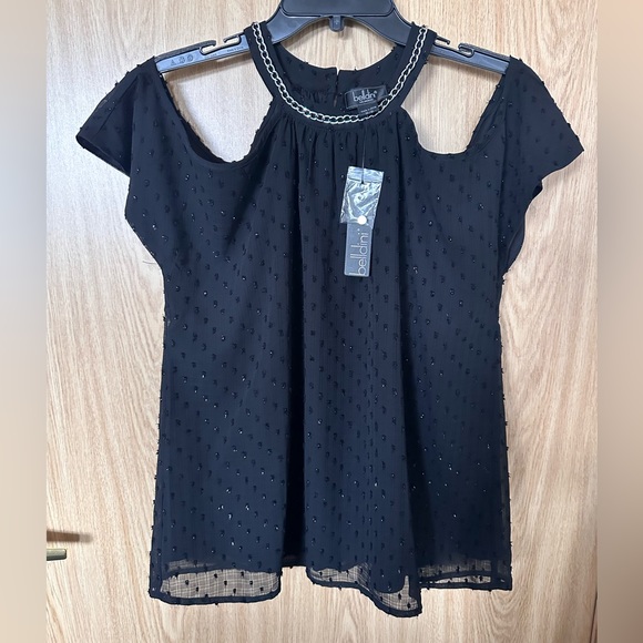 Belldini | Tops | New Belldini Blacksilver Chain Crow Cold Shoulder ...